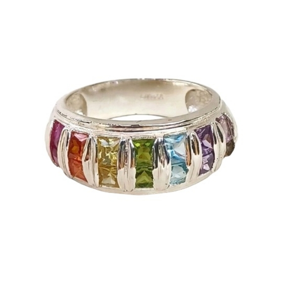 Jewelry | Sterling Silver Multi Colored Stone Ring | Poshmark
